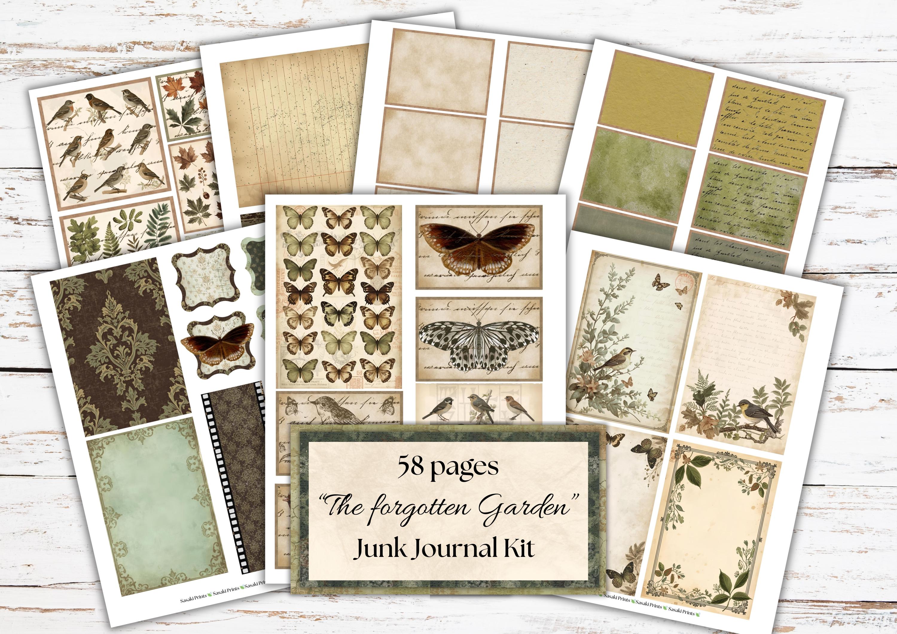 The Forgotten Garden Junk Journal Kit – Vintage Botanical & Butterfly ...