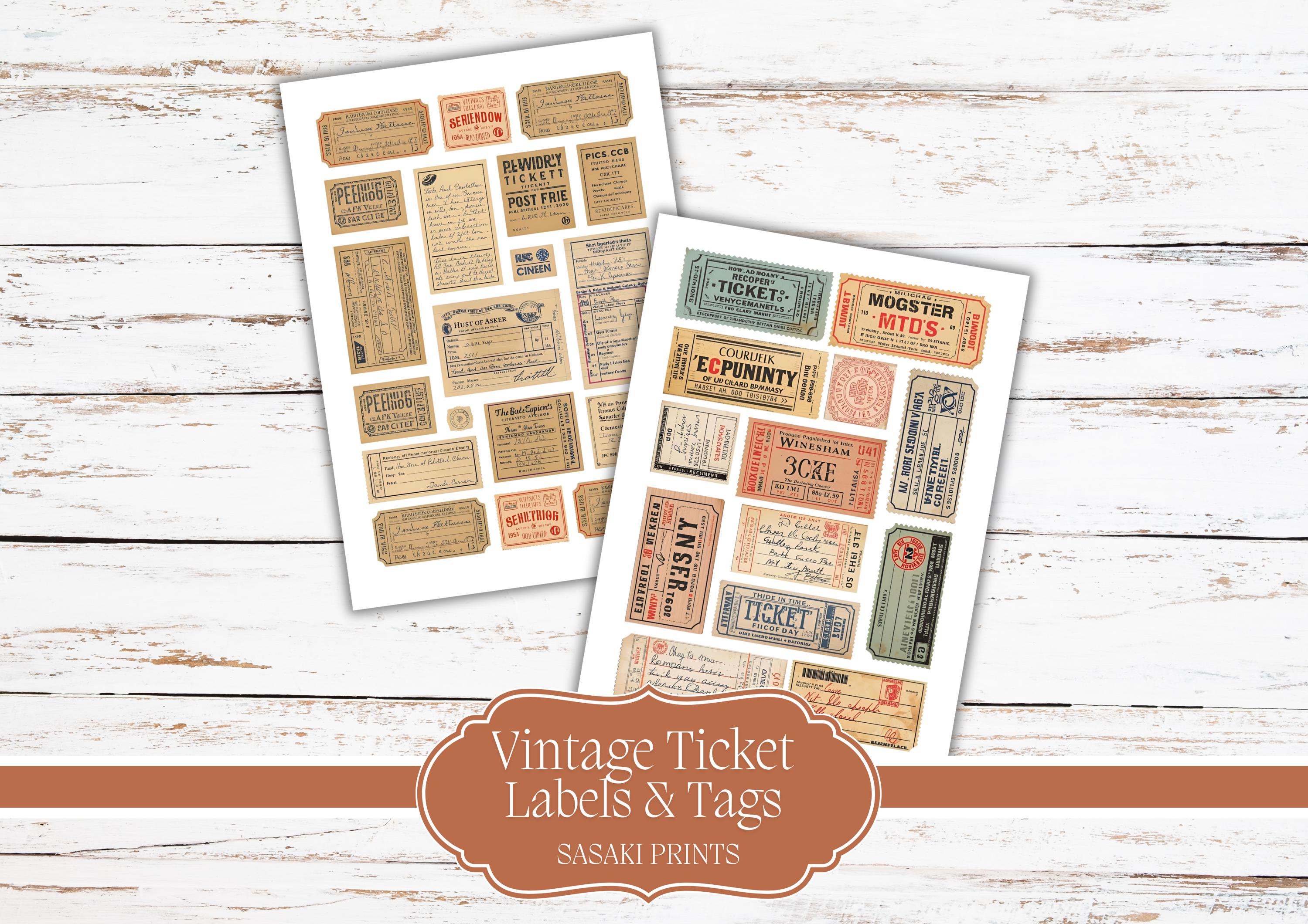 Vintage Tickets Labels & Tags – Printable Antique Ephemera for Junk ...