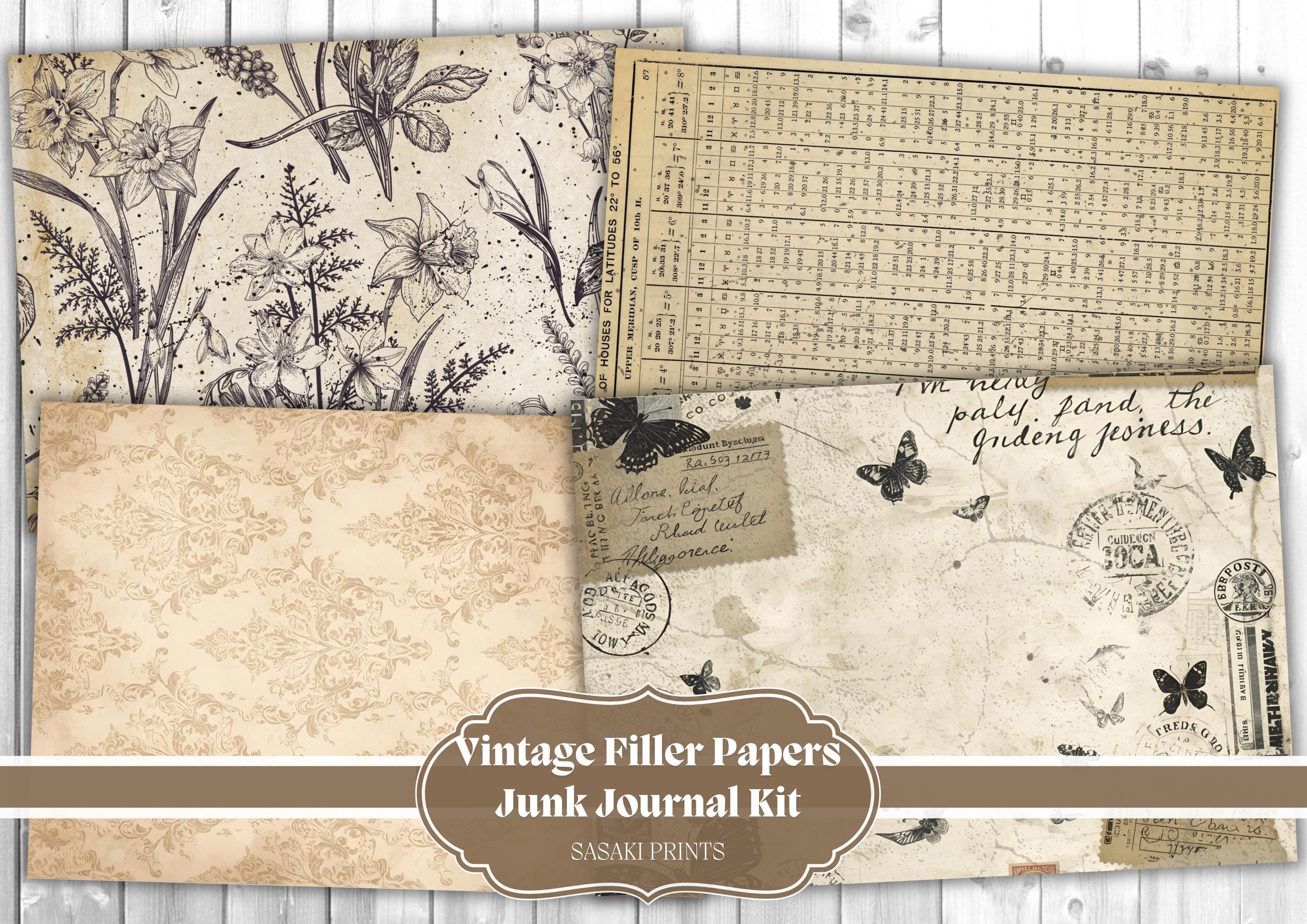 Vintage Filler Pages – Junk Journal Kit | 30 Printable Pages | Vintage ...