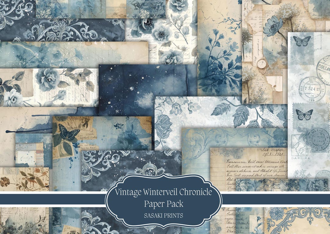 Vintage Winterveil Chronicle Junk Journal Kit – Elegant Vintage Paper ...