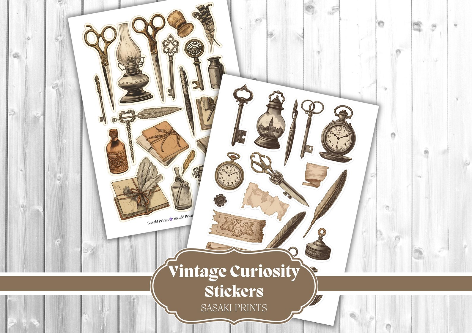 Vintage Curiosity Stickers – 110 Printable Vintage Stickers, Junk ...