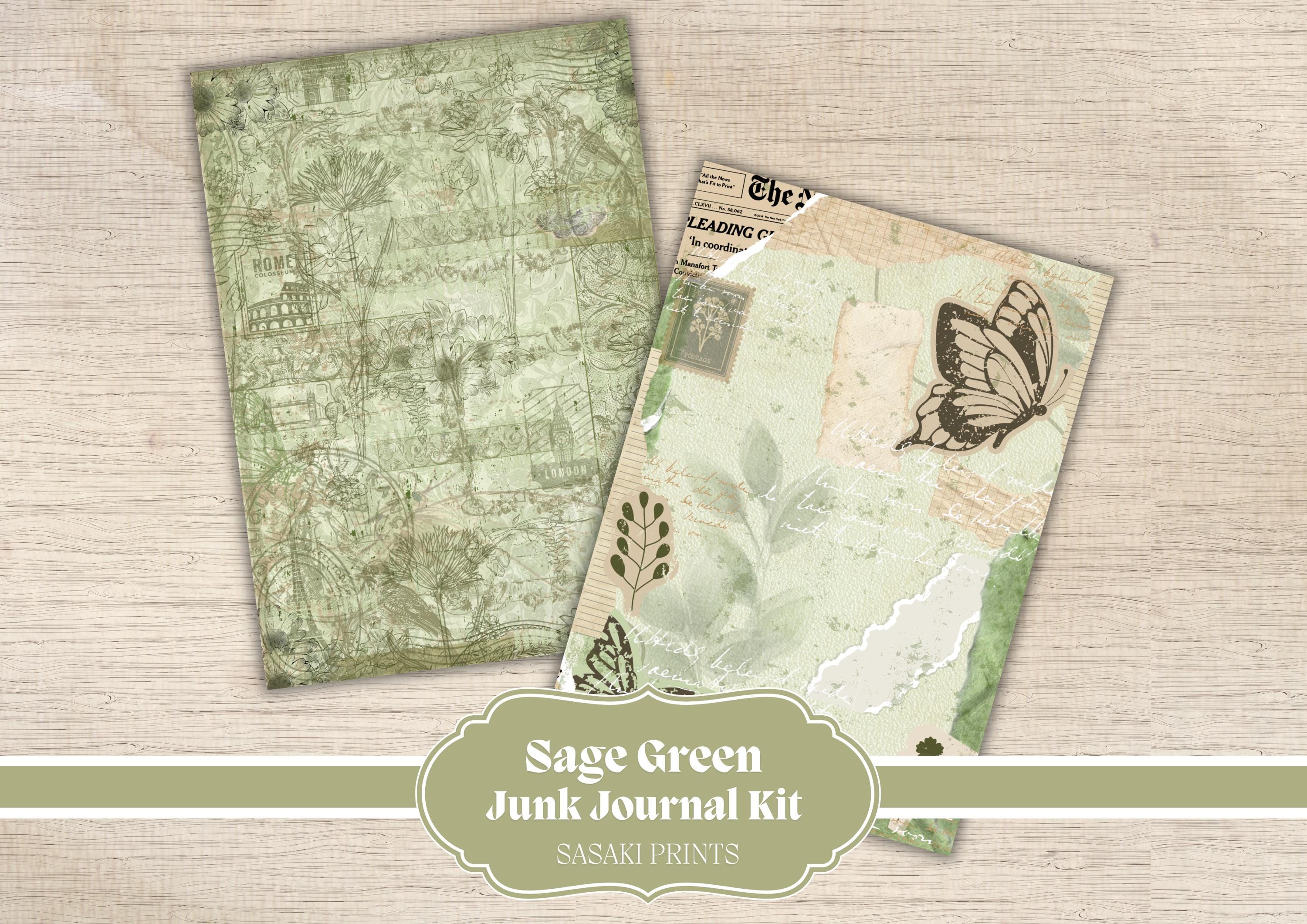 Sage Green Paper Pack, Printable Papers, Digital Junk Journal ...
