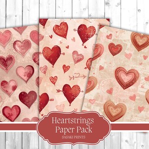 Heartstrings Paper Pack Printable – Valentine’s Day Vintage Love Papers ...