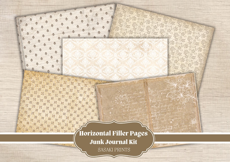Horizontal Filler Pages, Landscape Papers, Digital Junk Journal ...