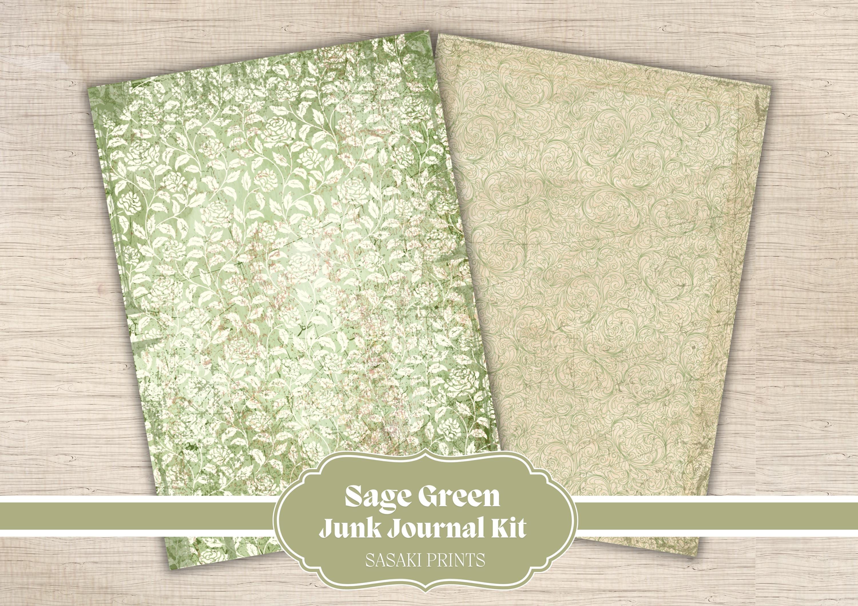 Sage Green Paper Pack, Printable Papers, Digital Junk Journal ...