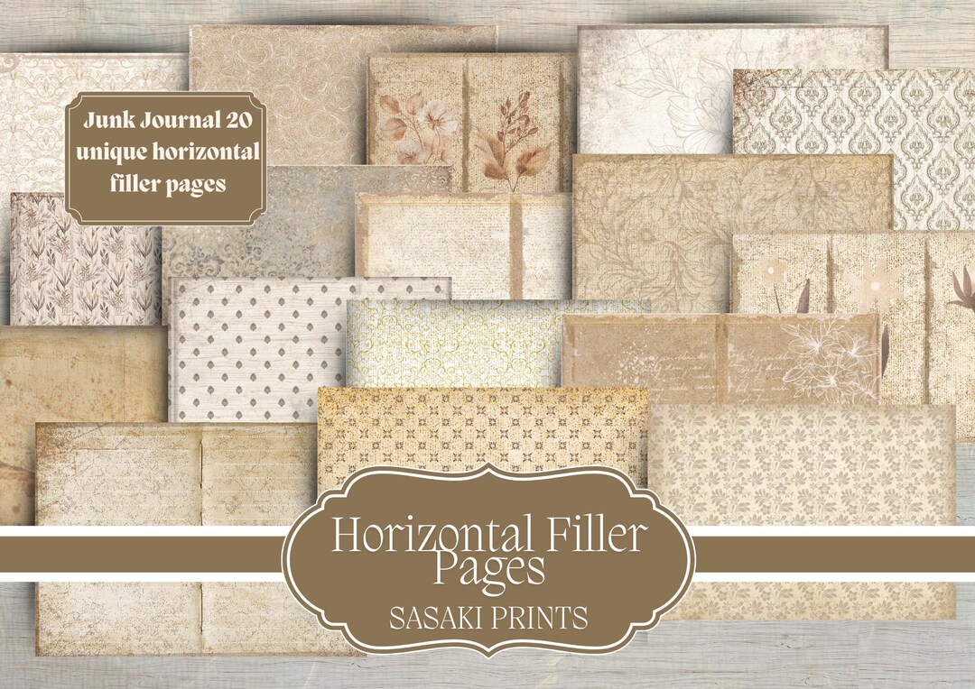 Horizontal Filler Pages, Landscape Papers, Digital Junk Journal ...