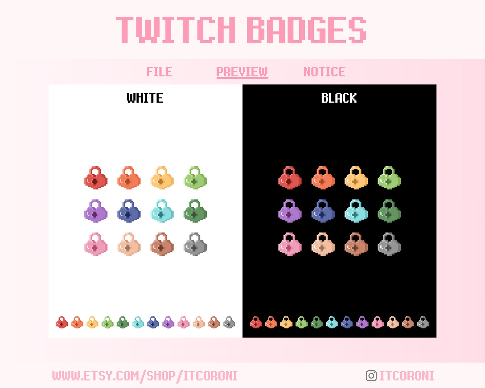 Heart Locks Sub / Bit Badges for Twitch Cute Colorful Pixel - Etsy