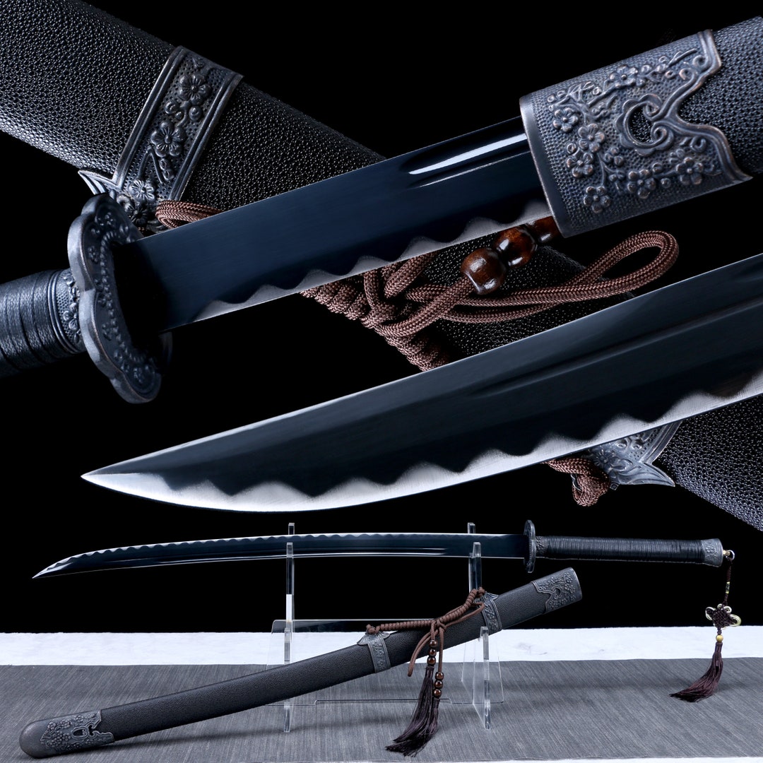 Black Solid Wood Sheath Samurai Swordcopper Tsuba - Etsy