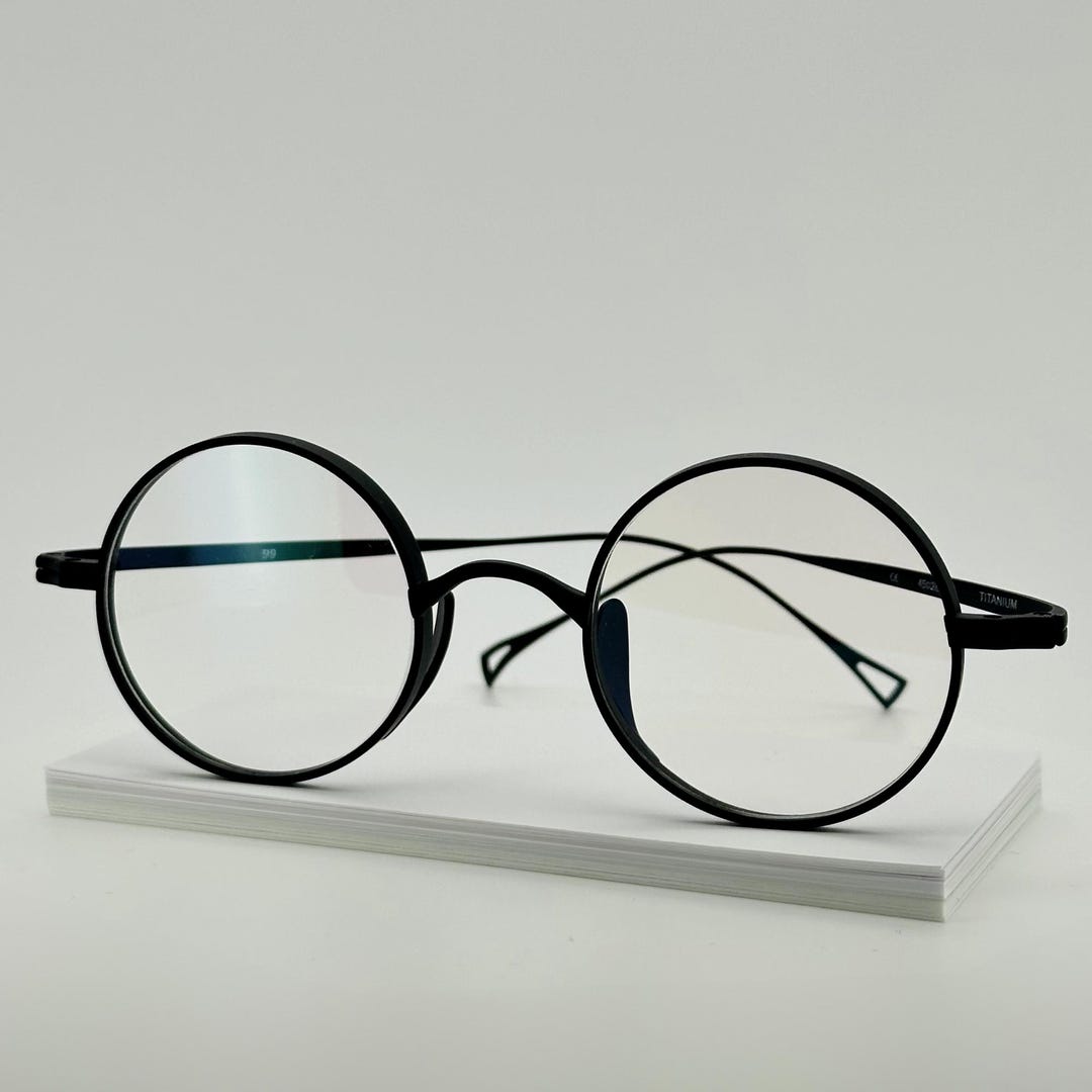 Handcrafted Black Round Glasses Frames Thin Black Glasses Mens Black ...