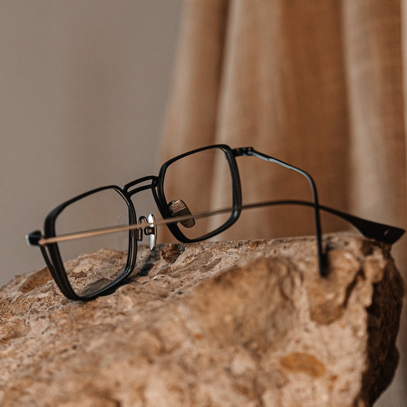 Thick Black Rectangle Glasses Frames Handcrafted Titanium Frames - Etsy