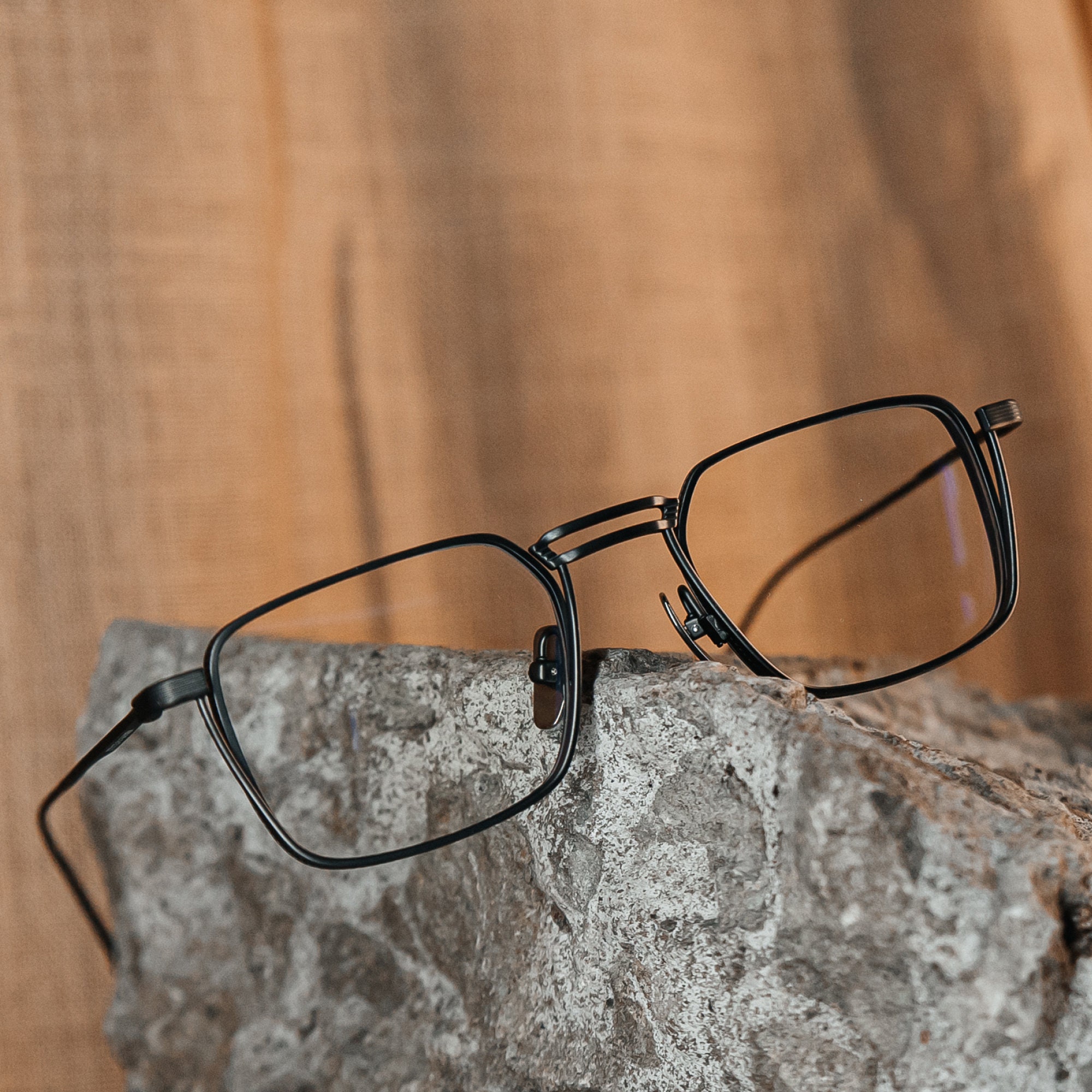 Thick Black Rectangle Glasses Frames Handcrafted Titanium Frames - Etsy