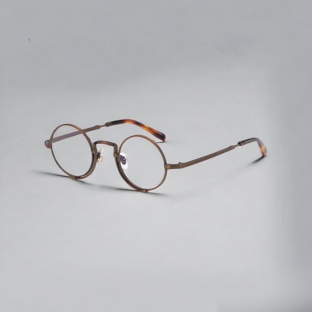 Handcrafted Vintage Pure Titanium Round Eyeglasses Frame Men and Women ...