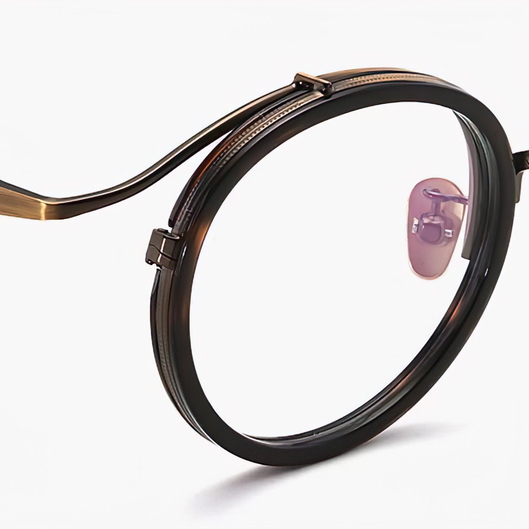 Handcrafted Vintage Metal Frame Glasses Black & Bronze Thin Frame ...