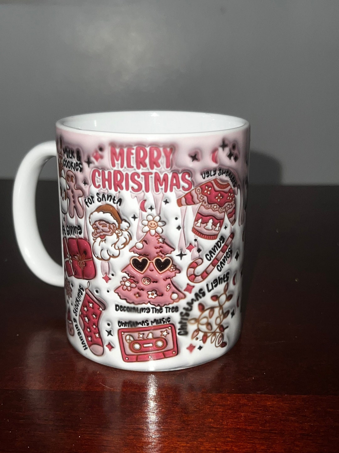 3D Inflated Merry Christmas Mug, 11 Oz Mug, 3D Puff Santa Claus - Etsy
