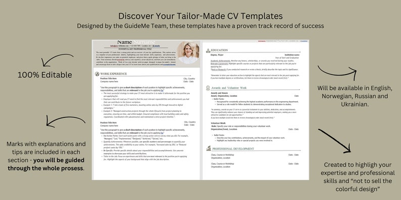 Tailor-made Resume / CV Templates / Proven Results - Etsy