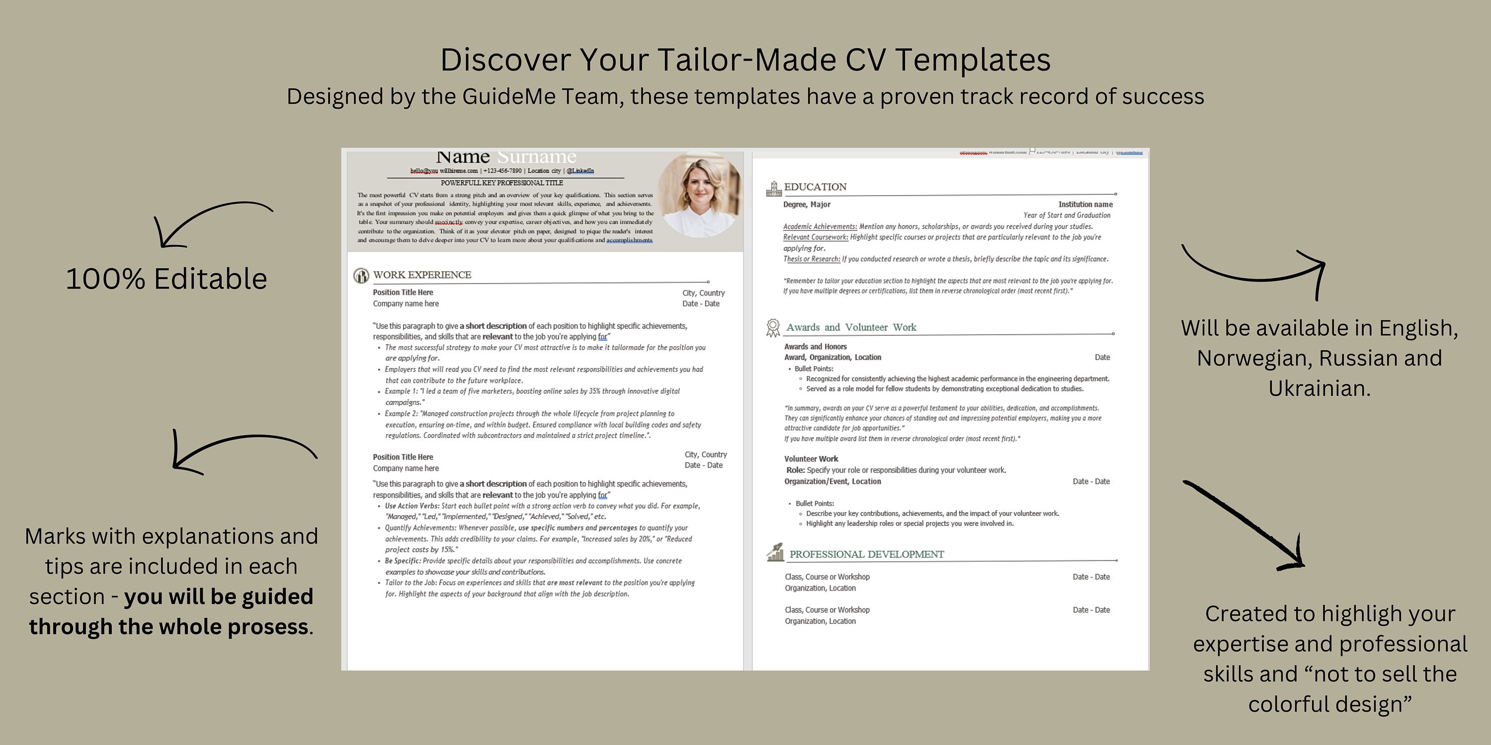 Tailor-made Resume / CV Templates / Proven Results - Etsy