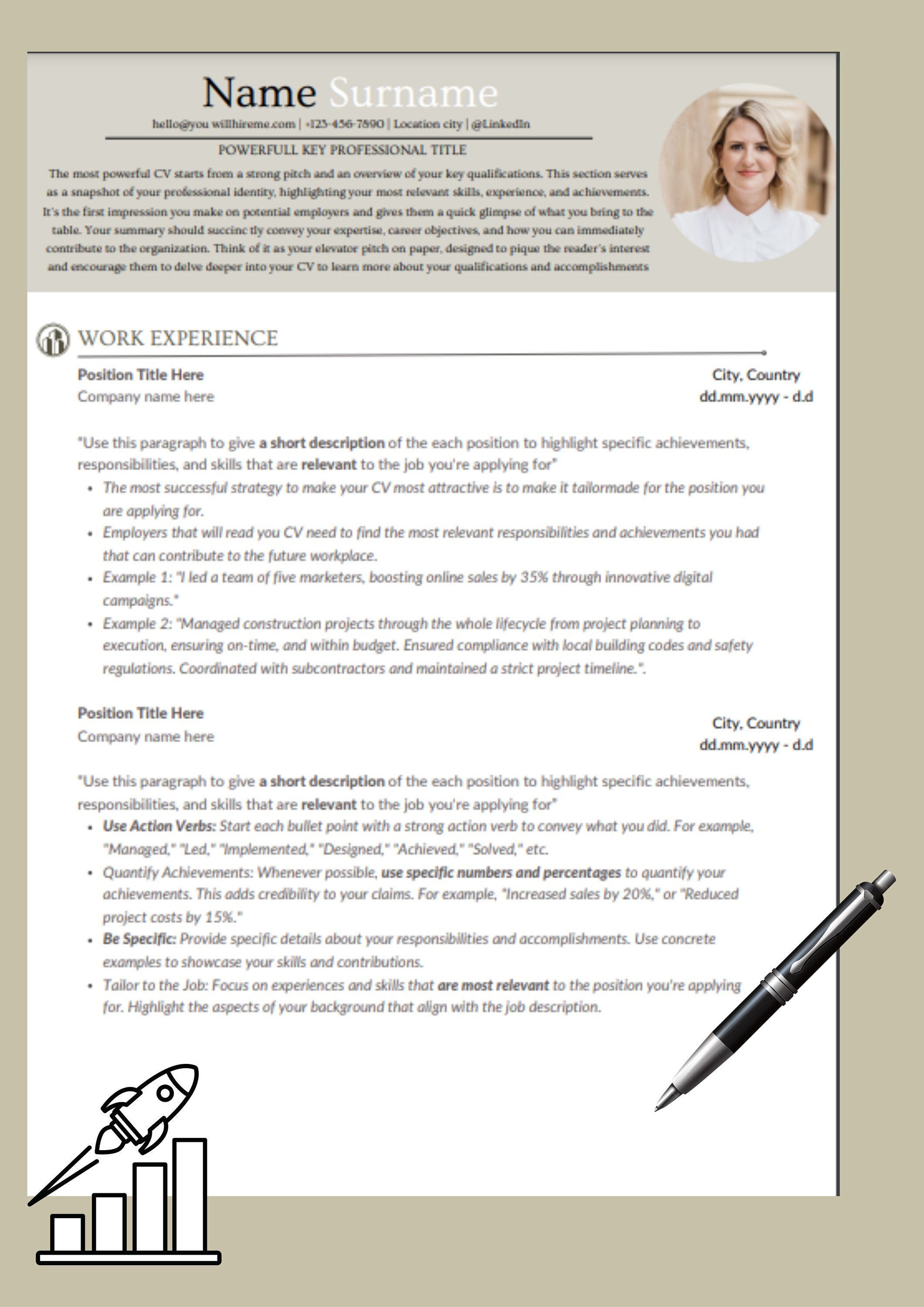 Tailor-made Resume / CV Templates / Proven Results - Etsy