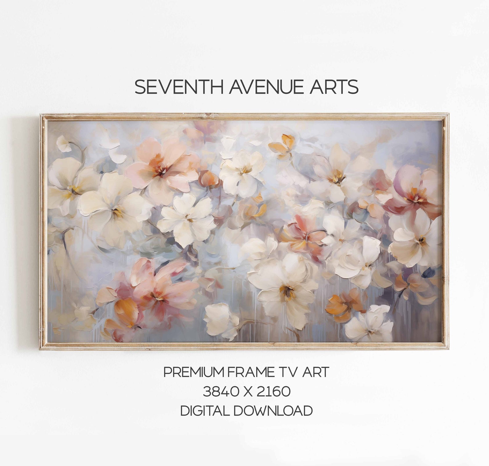 Frame TV Floral Art, Pastel Floral Frame TV Art, Floral Art for Frame ...