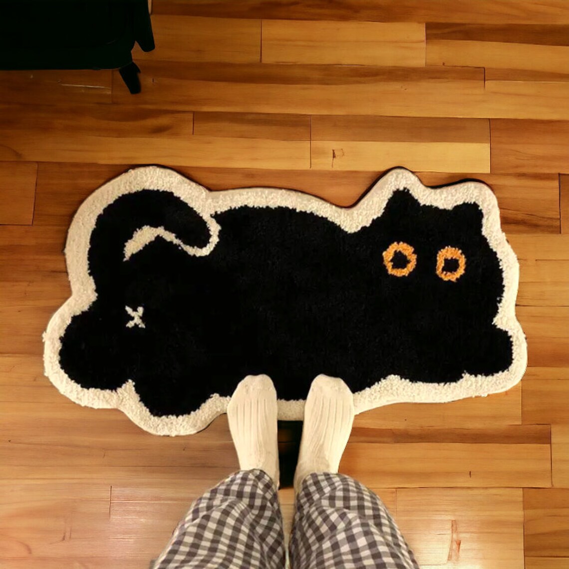 Cat Shaped Rug for Bedroom Cat Decor Cat Bathmat Bed Side Rug Kitchen ...