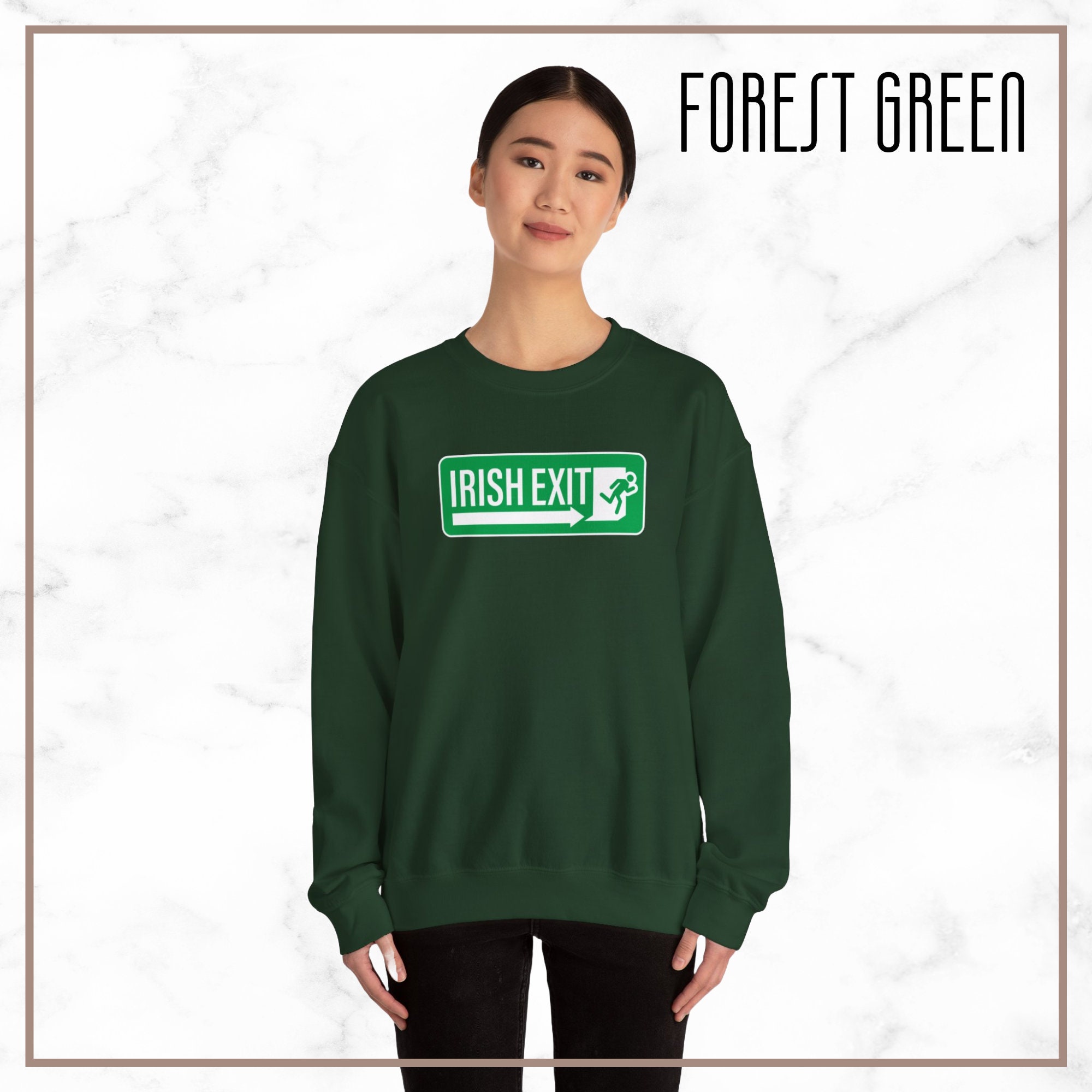 Irish Exit Emergency Exit Sign Funny St. Patrick's Day Sweatshirt ...
