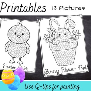 Q-tip Dot Painting Easter Activities - Etsy