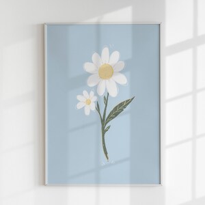 Light Blue Daisy Print | Botanical Illustration (digital Download) - Etsy