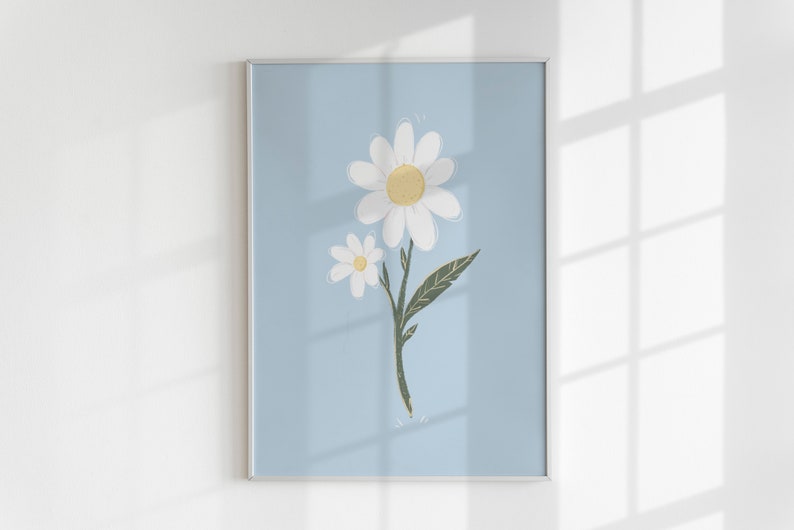 Light Blue Daisy Print | Botanical Illustration (digital Download) - Etsy