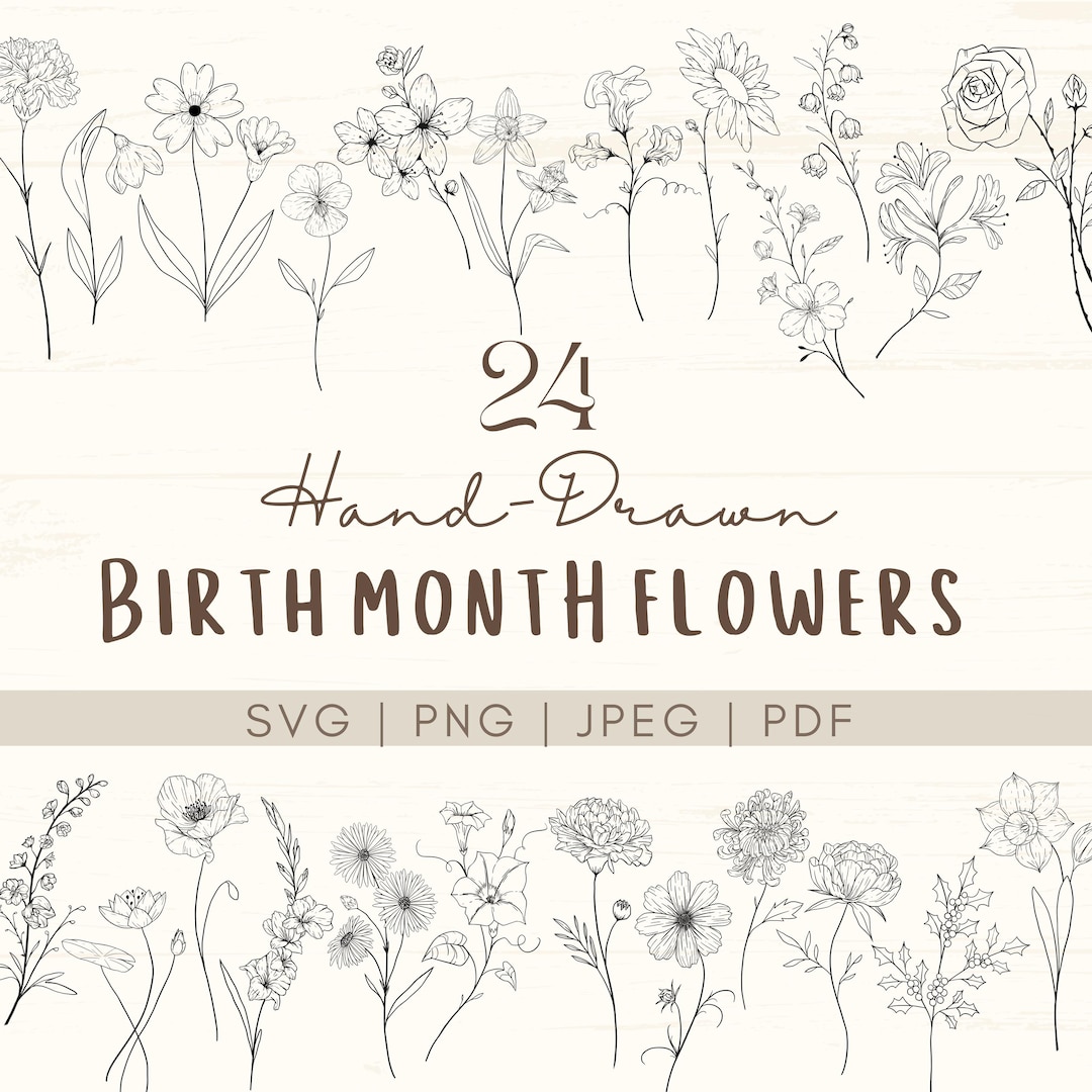 Birth Flower SVG | Birth Month Flowers | Flower Bouquet Svg | Birth ...