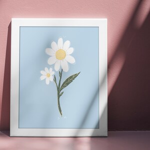 Light Blue Daisy Print | Botanical Illustration (digital Download) - Etsy