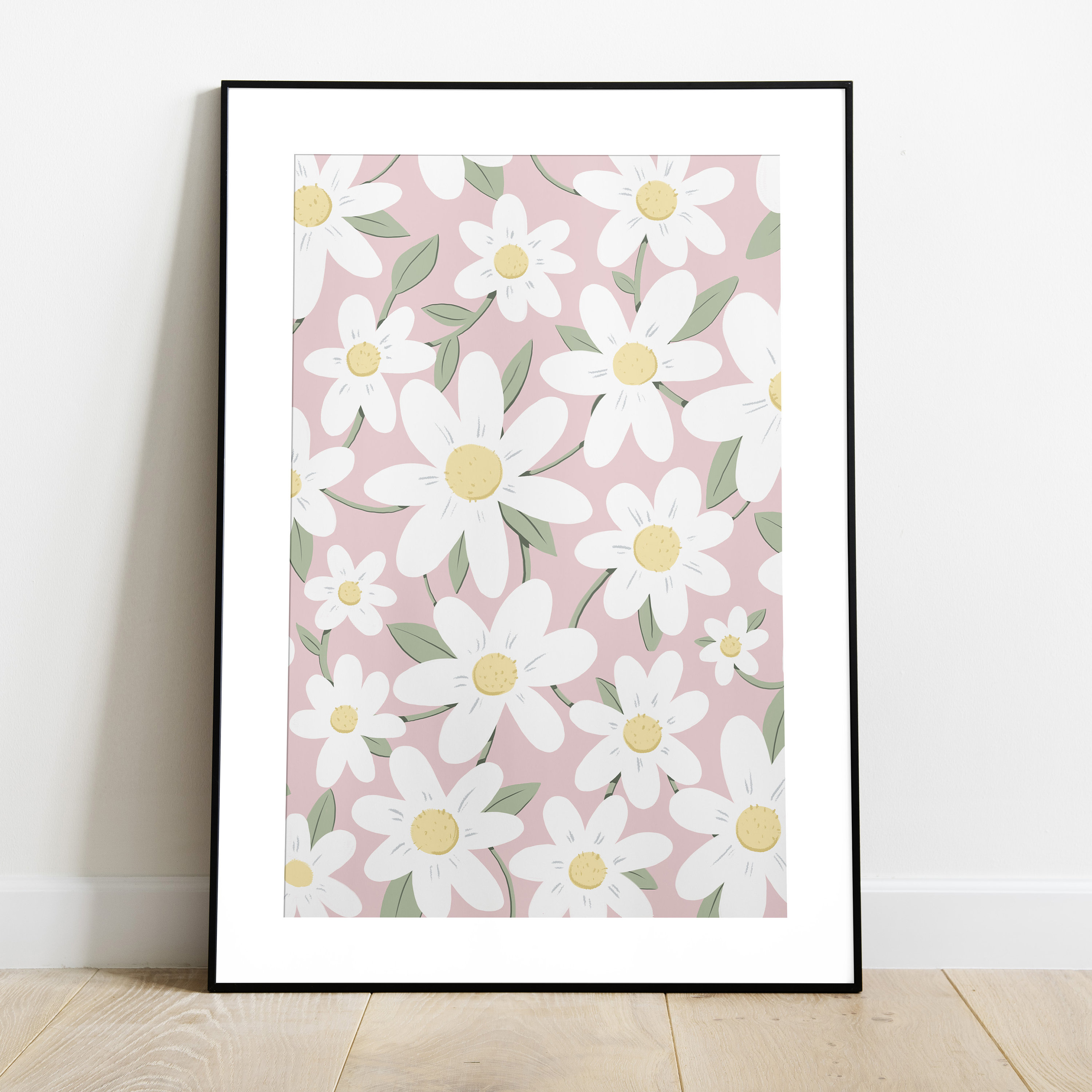 Light Pink Wall Art Daisy Printable Pink Daisy Art Print Boho Flowers ...
