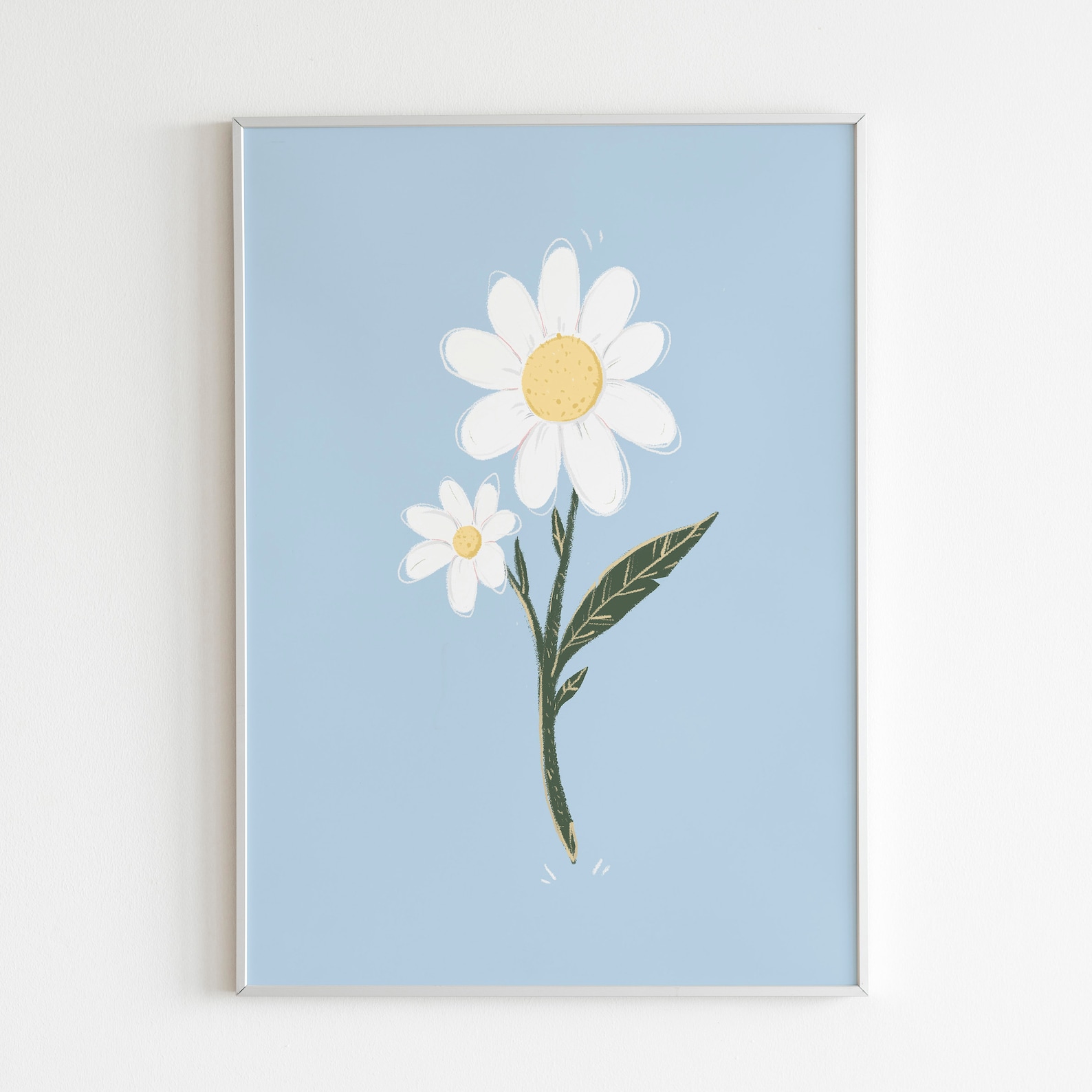 Light Blue Wall Art Daisy Printable | Blue Preppy Wall Art Daisies Wall ...
