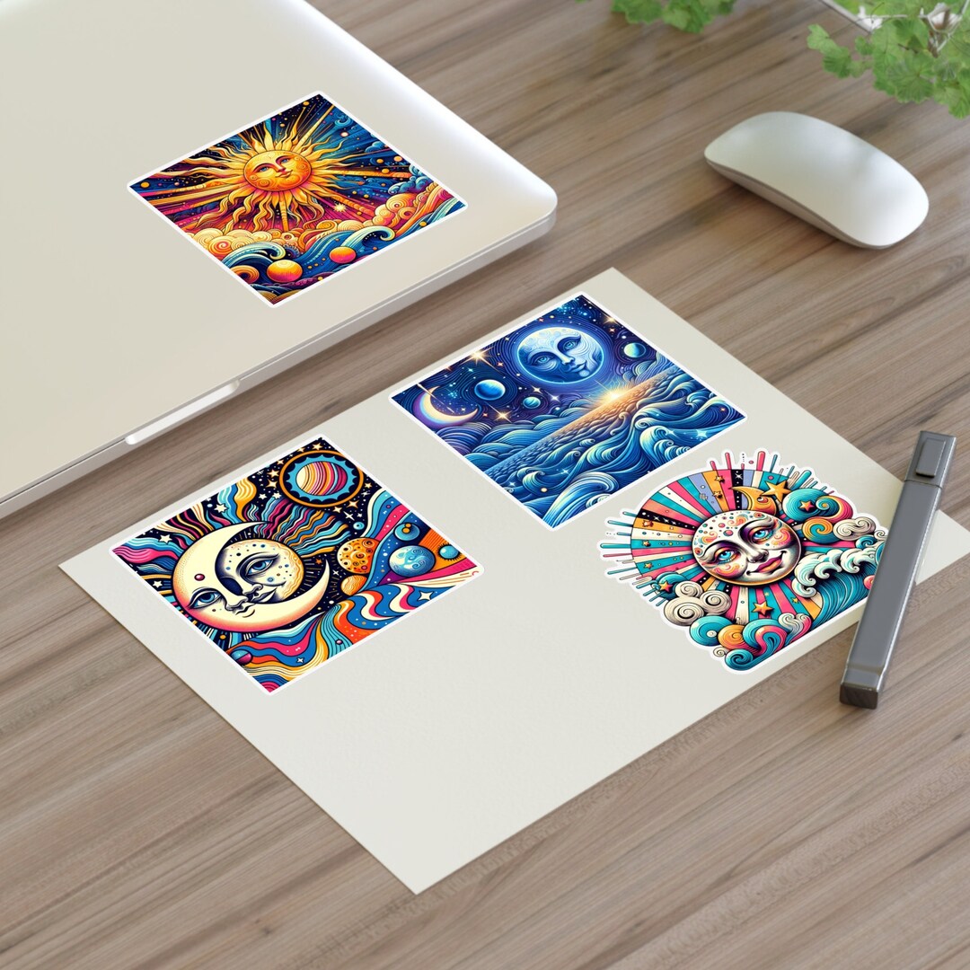Sun Moon Stars Sticker Sheets, Celestial Sticker Sheets, Astrology ...