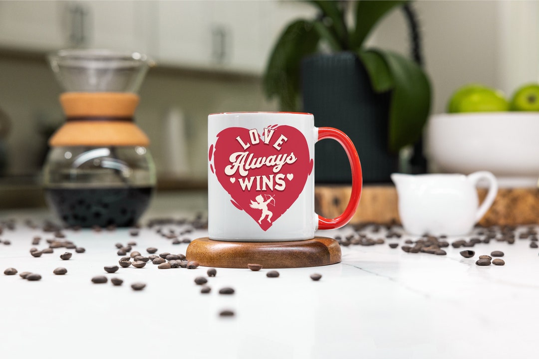 Love Always Wins Coffee Mug, Cupid Heart, Valentine's Day Gift - Etsy