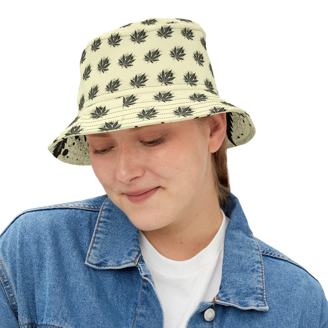 Spray Paint Cannabis Leaf Pattern Bucket Hat All OVER Print,cannabis ...