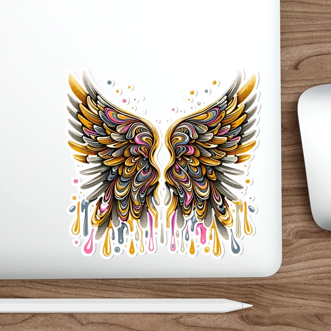 Angel Wings Sticker, Angel Sticker, Wings Sticker, Psychedelic Angel ...
