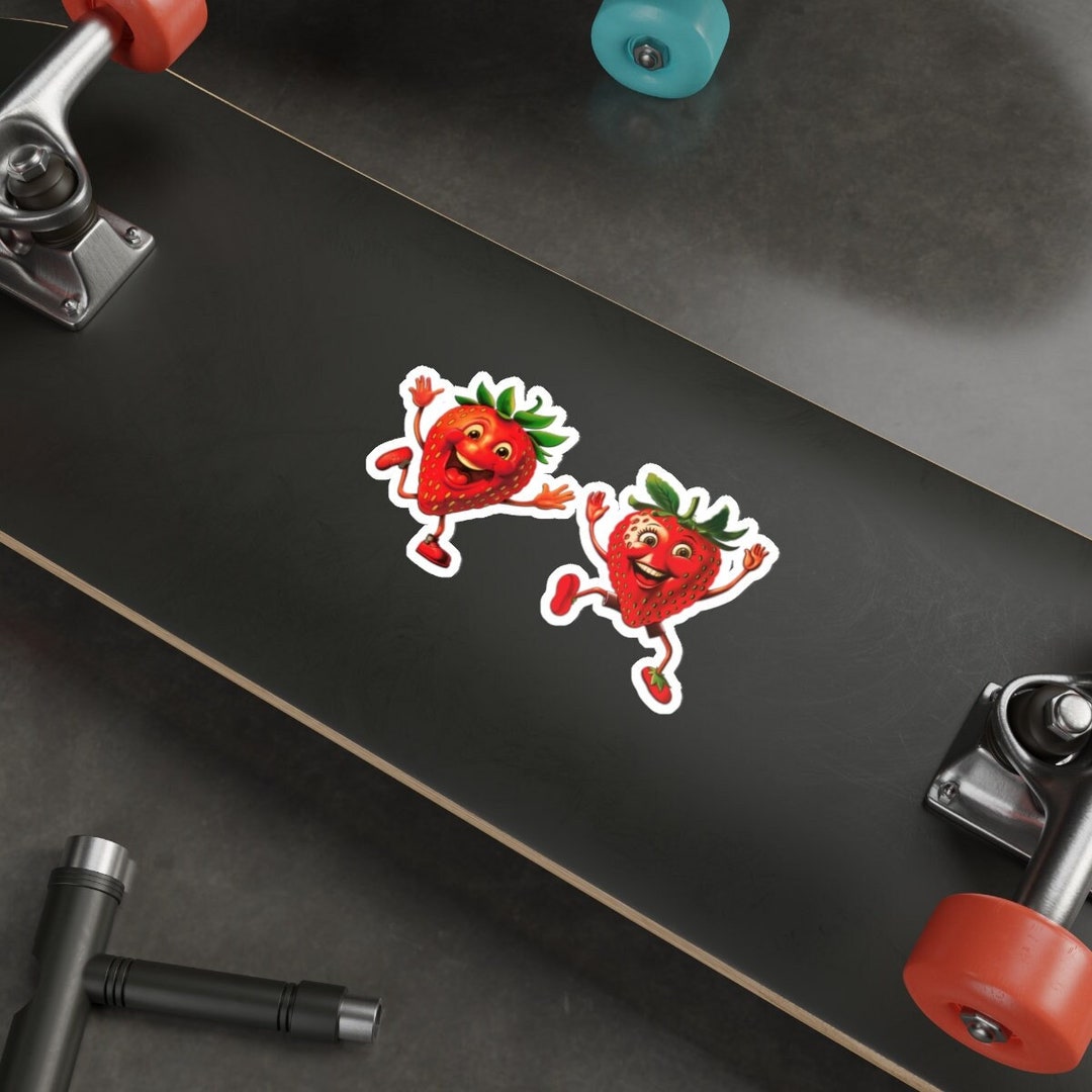 Strawberry Couple Die Cut Sticker, Unique Strawberry Romance Sticker, 2 ...