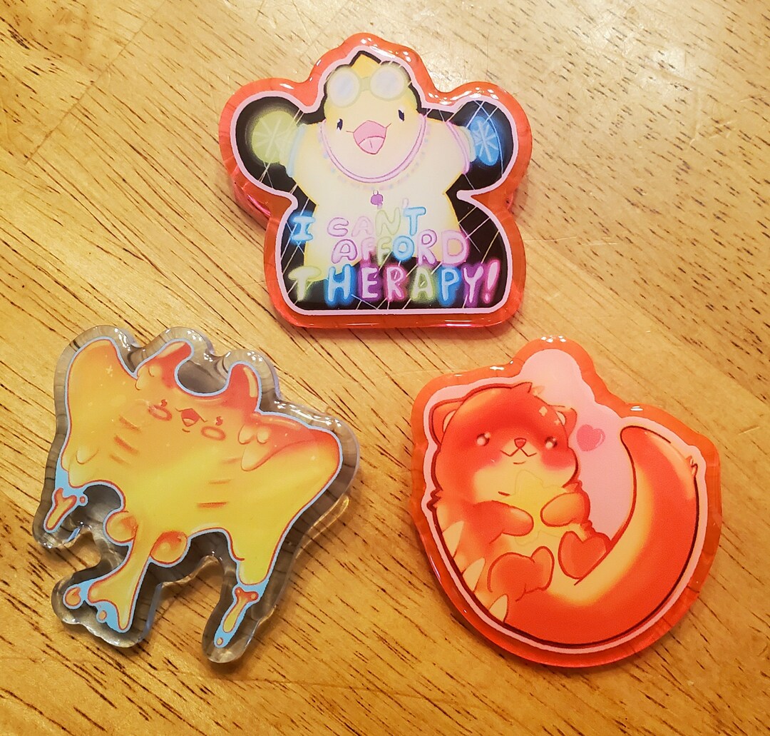 Set of 3 Unique 2x2 Inch Acrylic Pins | Diverse Designs Collection ...