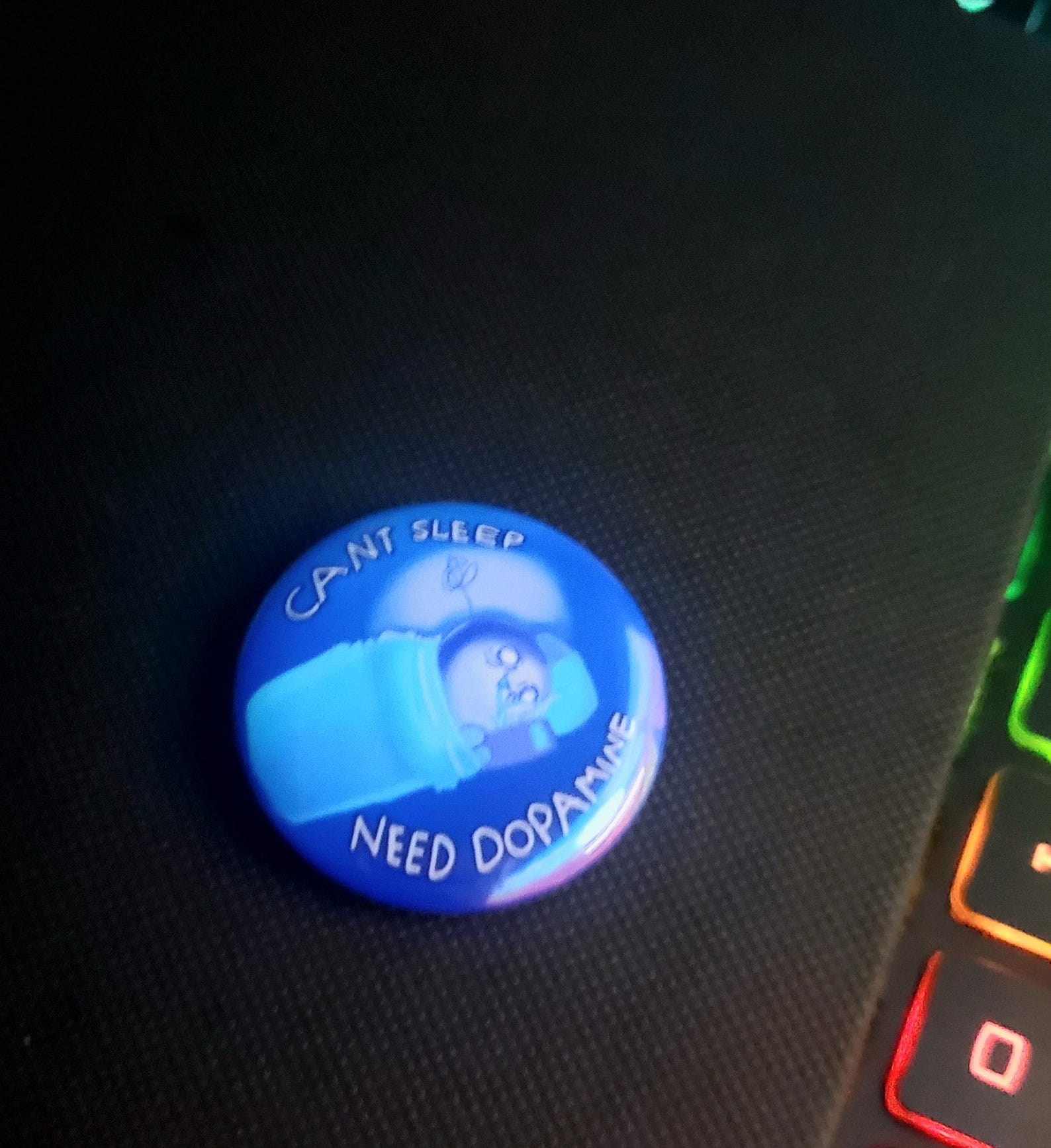 Can't Sleep Need Dopamine Pinback Button – Funny ADHD, Insomnia Humor ...