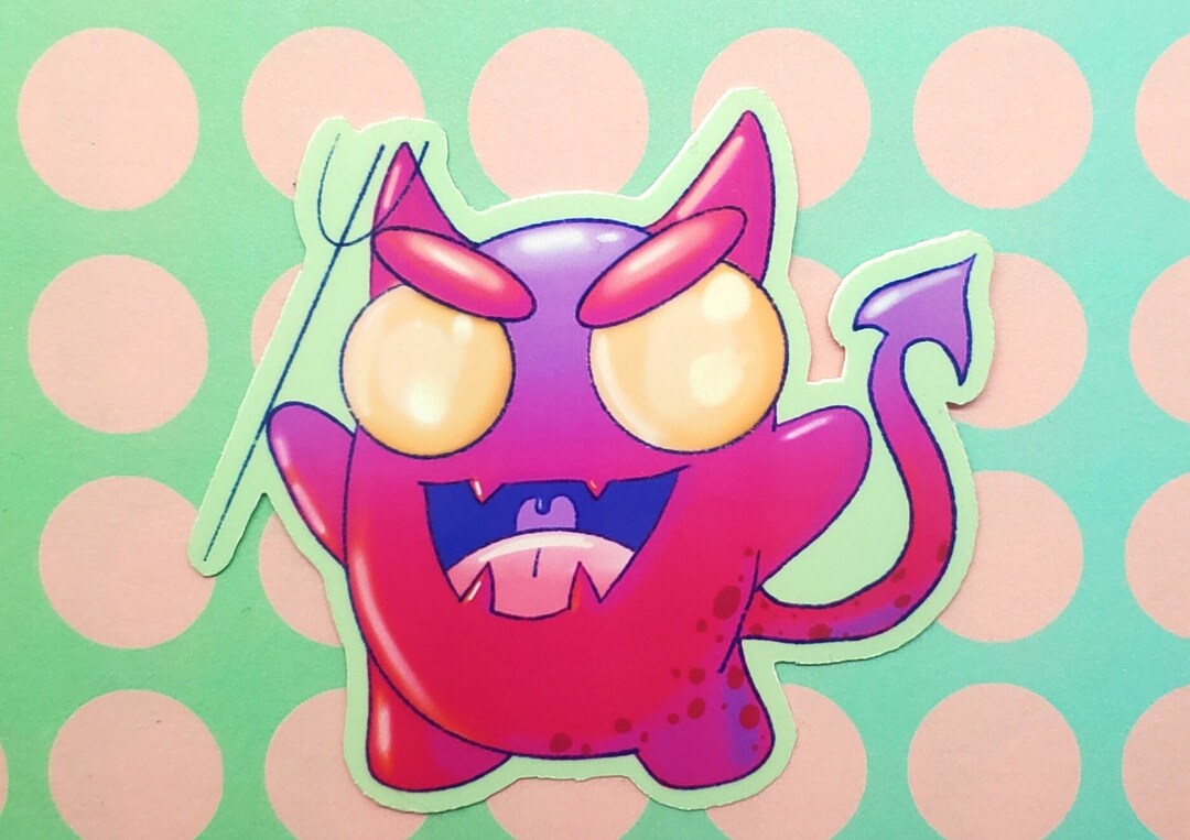 Happy Demon Sticker- Waterproof Vinyl Sticker - Good for Laptops, Water ...