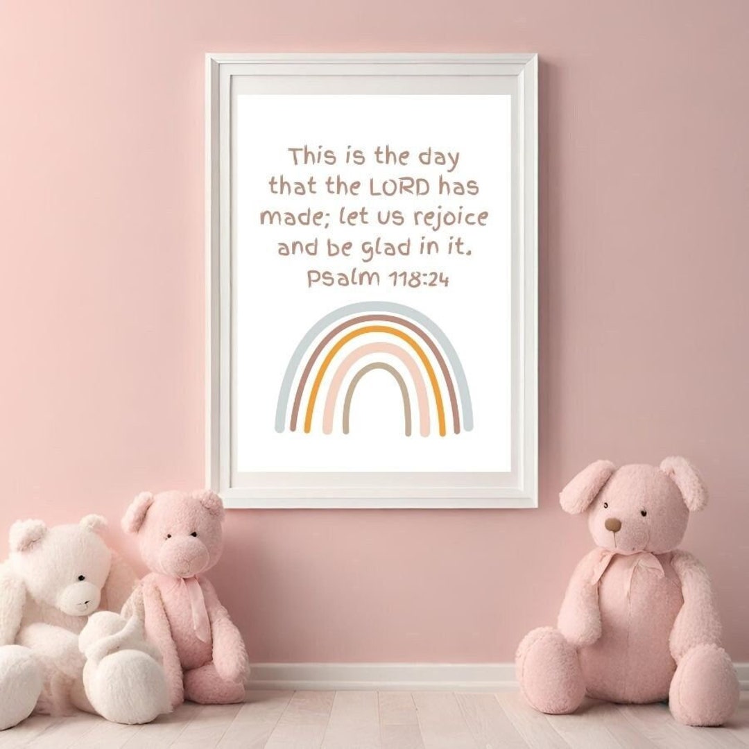 Psalm 118:24 Printable Wall Art for Kids, Bible Verse Downloadable Art ...
