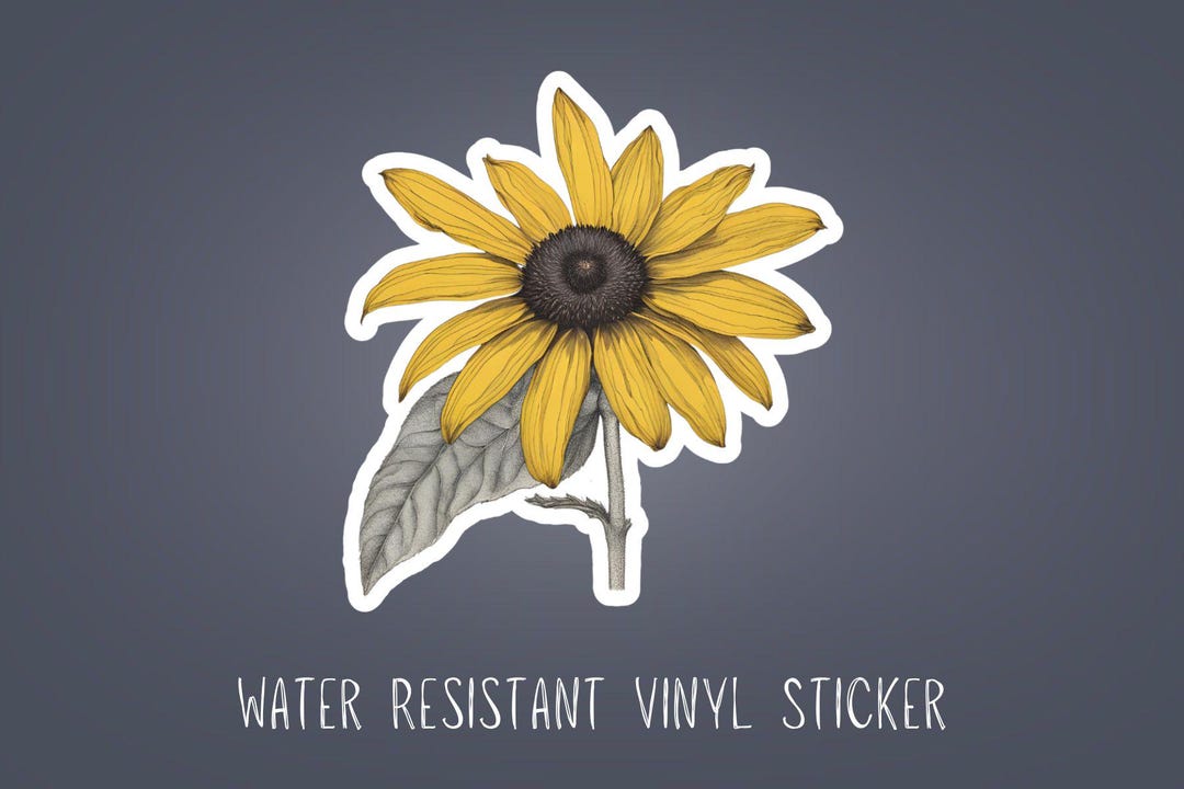Black Eyed Susan Water Resistant Vinyl Sticker, Botanical Black Eyed ...
