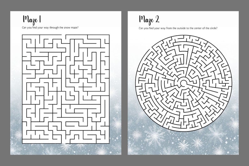 Coordinated Winter Printable Activity Sheets, Winter Activity Sheet Set ...