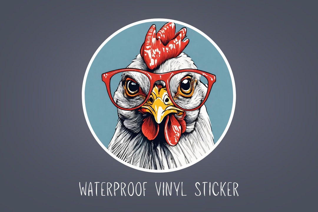 Large Waterproof Vinyl Chicken Sticker Cute Chicken With - Etsy