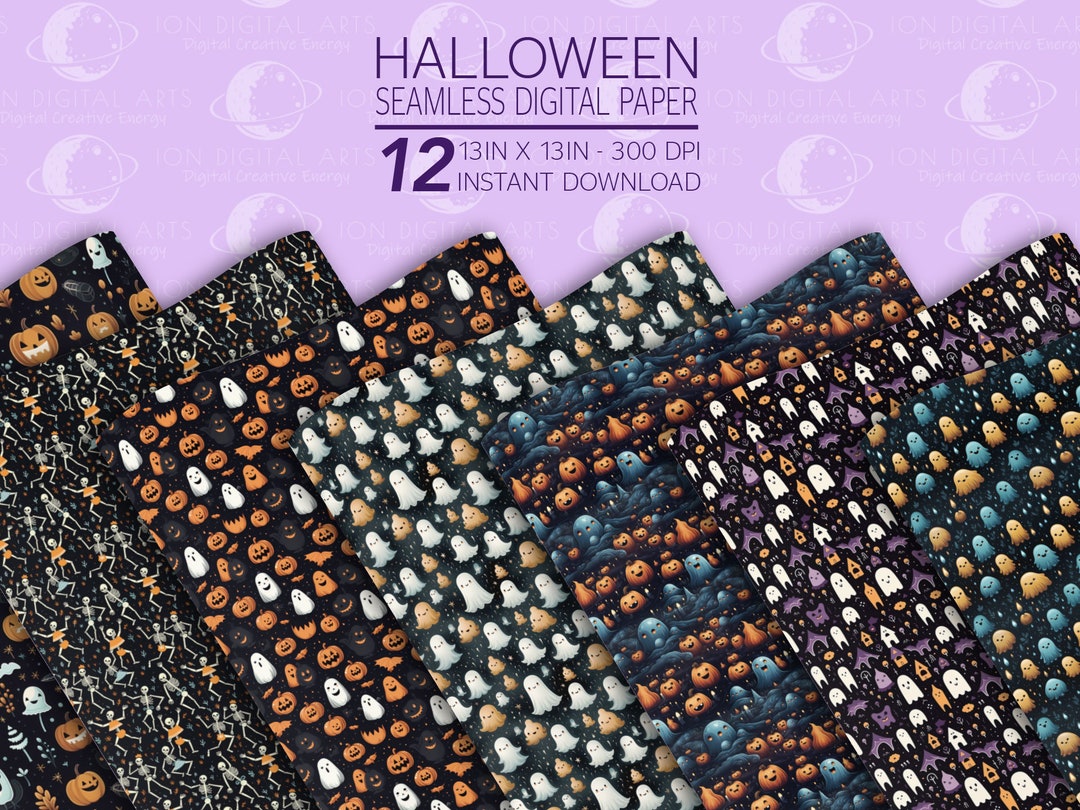 Halloween Digital Paper: Spooky Scrapbook Patterns (digital Download ...
