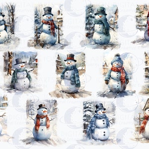 Snowman Clipart Bundle: 36 Watercolor Winter Holiday Pngs (digital ...