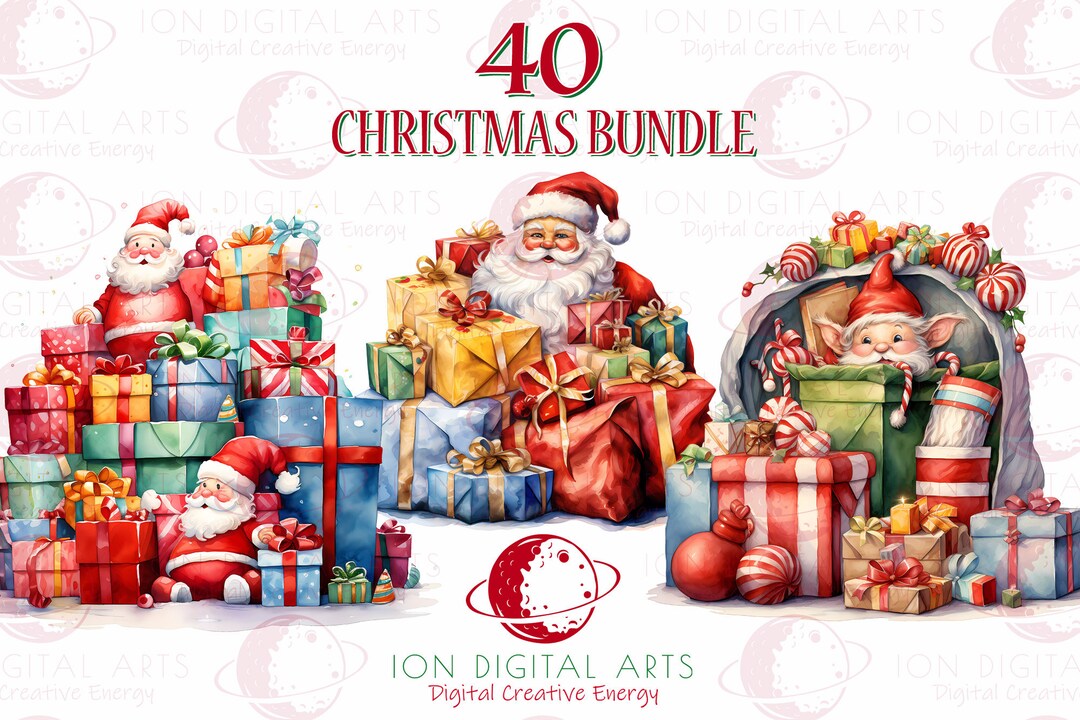 Watercolor Christmas Clipart | Painted Christmas Clipart | Christmas ...