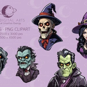 60 Halloween Characters Clipart, Dark Fantasy Art Scary Monsters ...