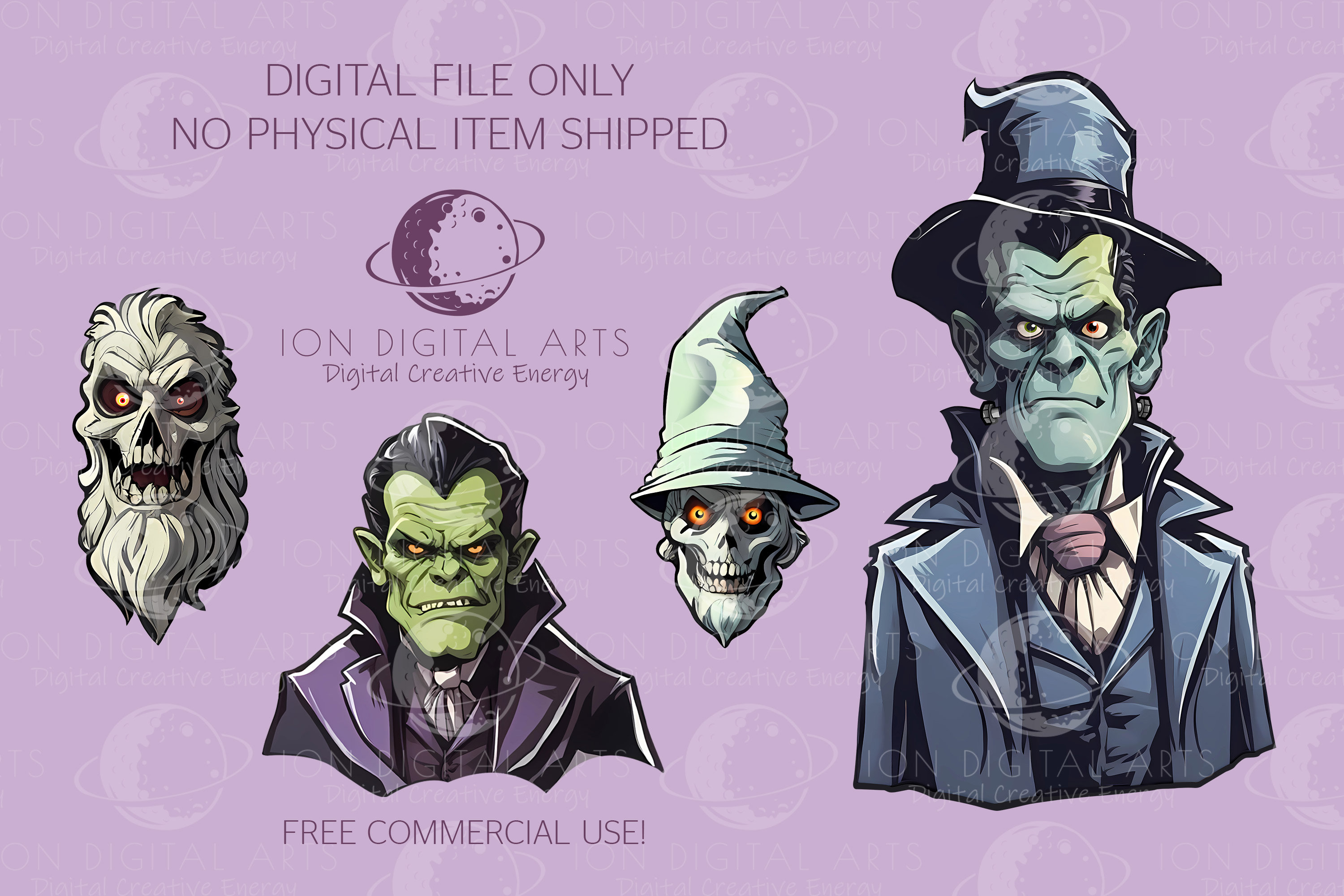 60 Halloween Characters Clipart, Dark Fantasy Art Scary Monsters ...