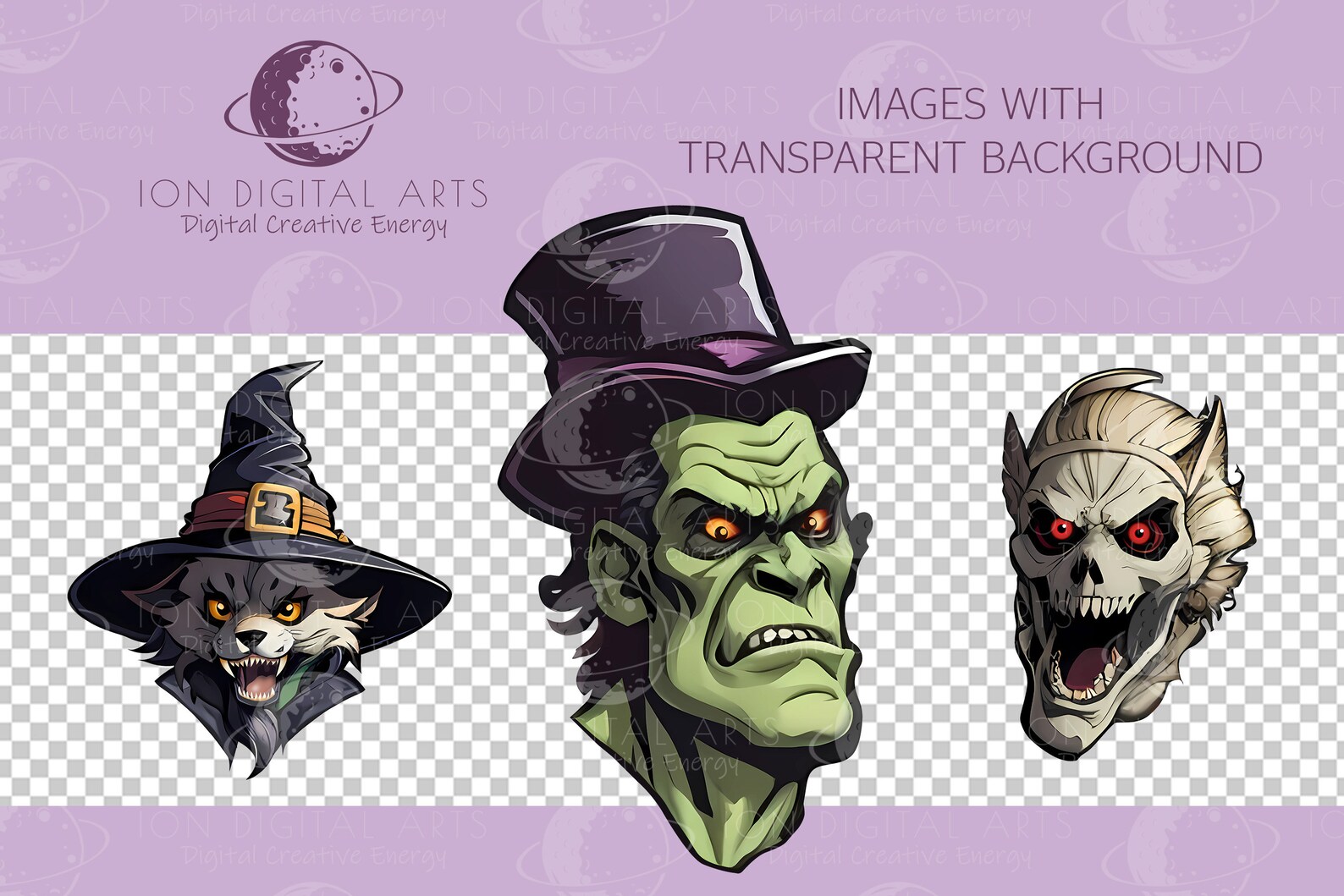 60 Halloween Characters Clipart, Dark Fantasy Art Scary Monsters ...