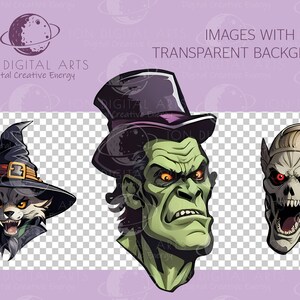 60 Halloween Characters Clipart, Dark Fantasy Art Scary Monsters ...